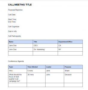 Making an Effective Conference Call Agenda | Branded Bridge Line